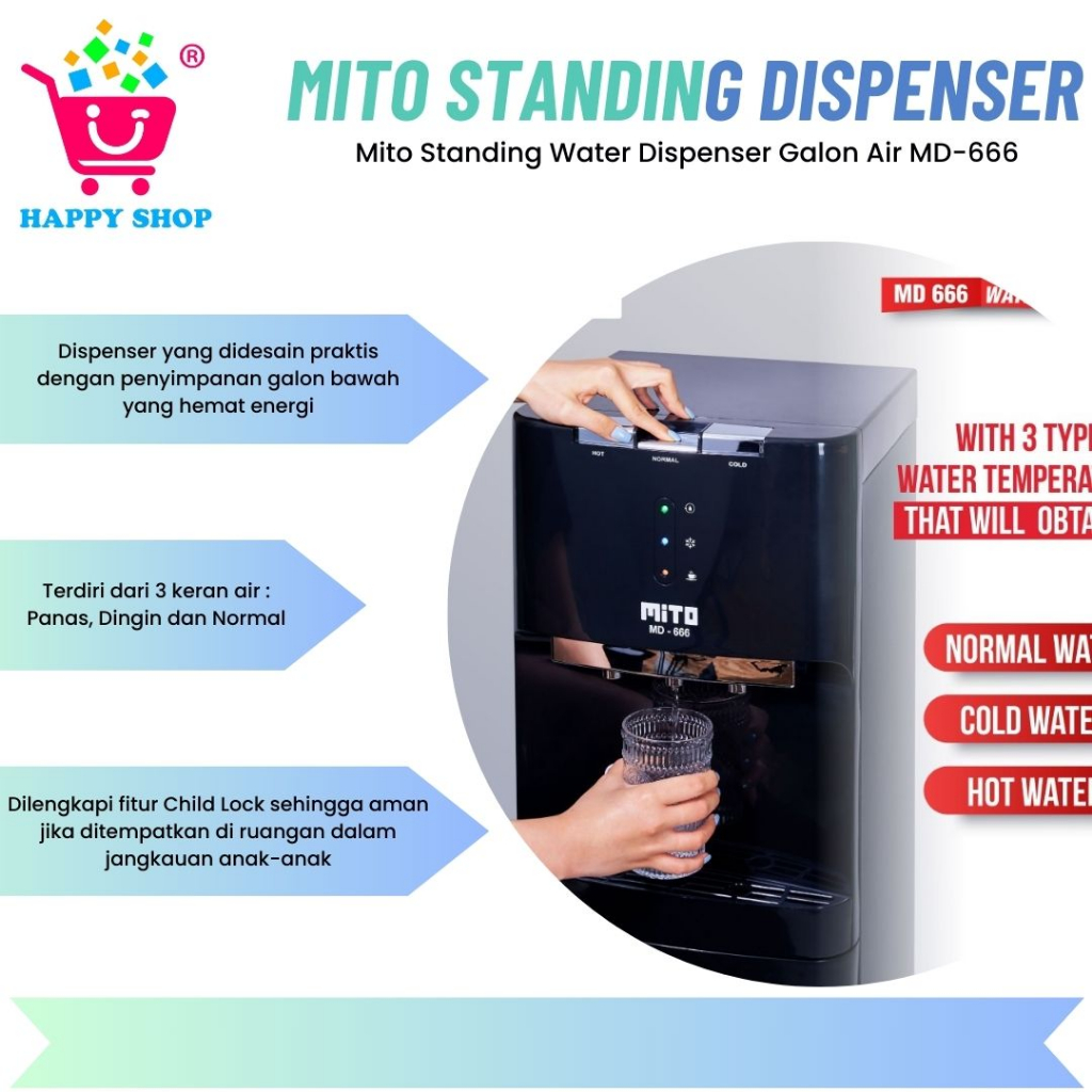 Jual Mito Standing Water Dispenser Galon Air MD-666 [Suhu Panas, Dingin ...