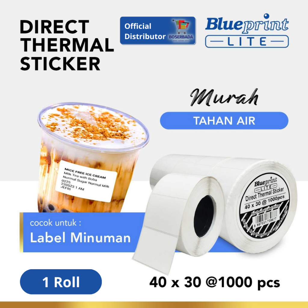 Jual BLUEPRINT LITE- Direct Thermal Sticker / Label Resi 40x30 mm - 1000pcs | Shopee Indonesia