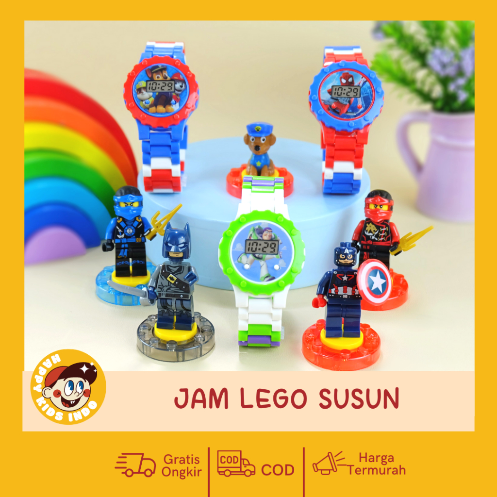 Jual JAM TANGAN ANAK LEGO SUSUN KARAKTER SUPER HERO DAN KARAKTER LUCU ...