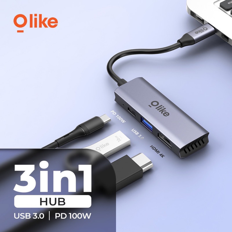 Jual OLIKE D1 HUB TO HDMI 4K USB 3.0 HIGH SPEED PD FAST CHARGING TYPE C ...