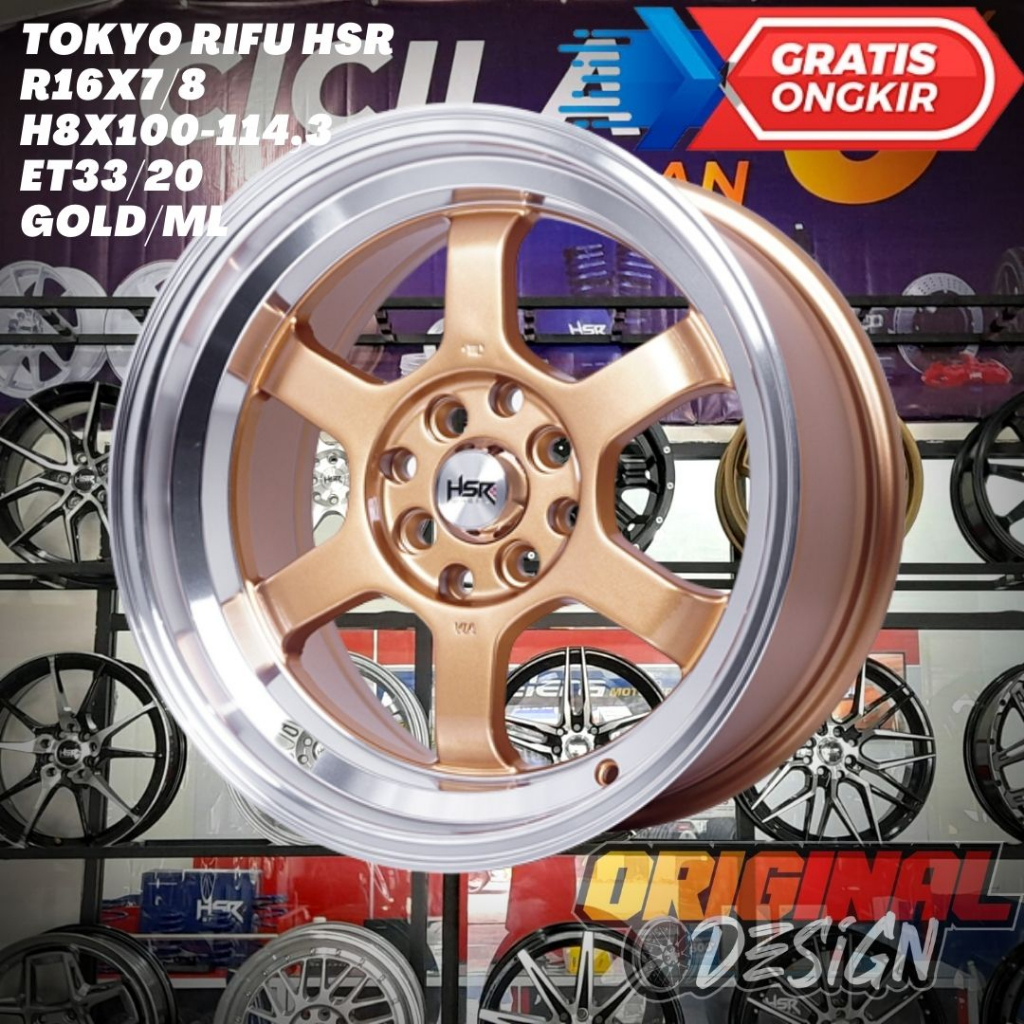 Jual Velg Mobil Ring 16 HSR TOKYO RIFU R16 Lebar 7/8 Lobang 4 ET33/20 GOLD/ML | Shopee Indonesia