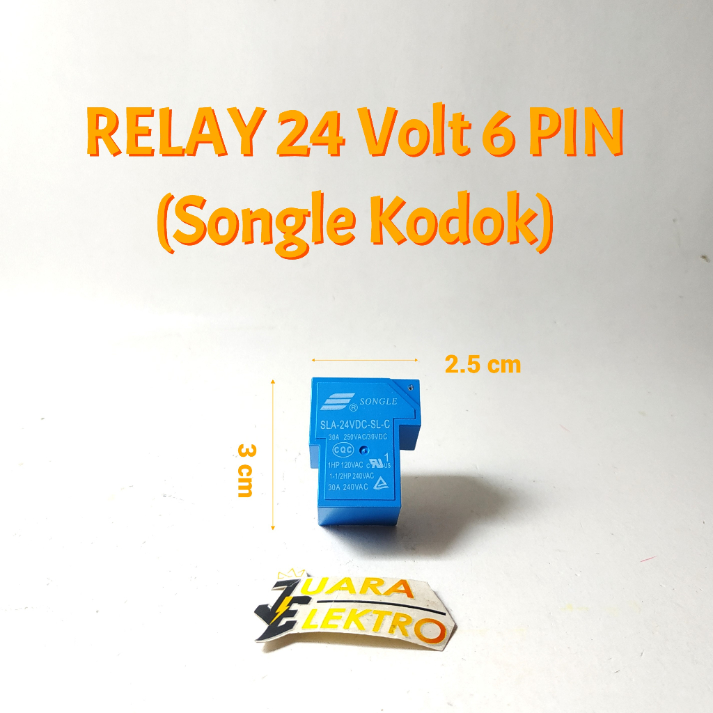 Jual RELAY 24 VOLT 6 PIN SONGLE (KODOK) | Rilay 24V Pemutus Arus ...