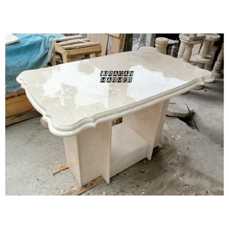 Jual Meja Makan Model Mawar Minimalis Batu Marmer Putih Finishing ...