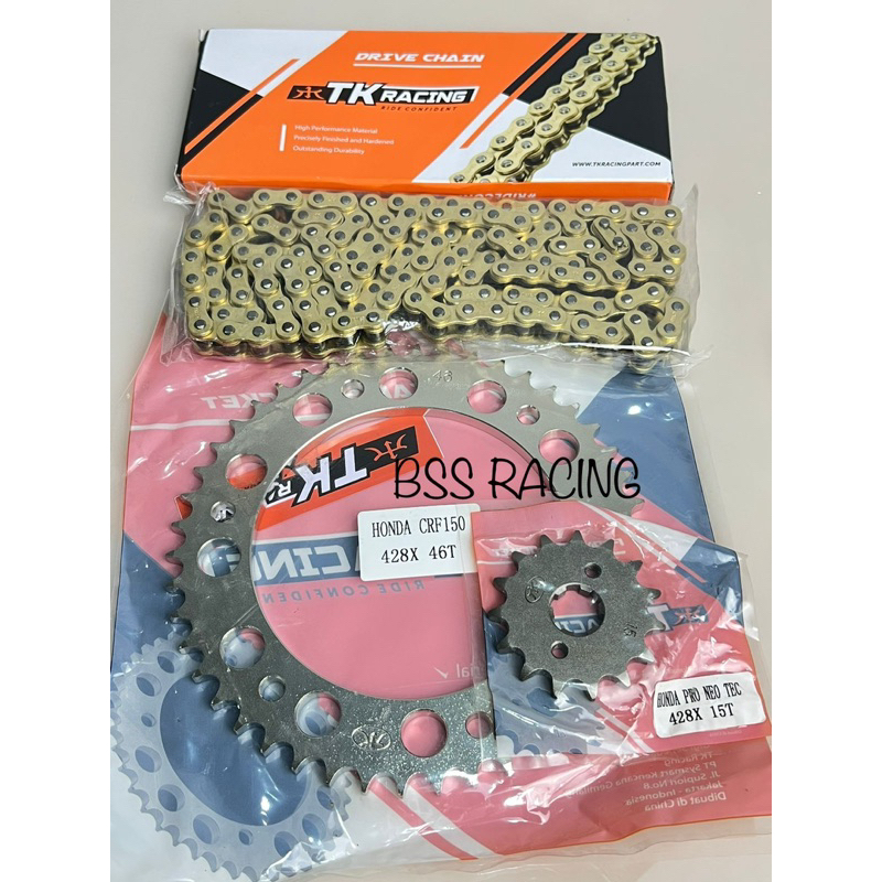 Jual GIR SET 428 HS TK RACING CRF CRF150L RANTAI Gold - GEAR SET TK CRF ...