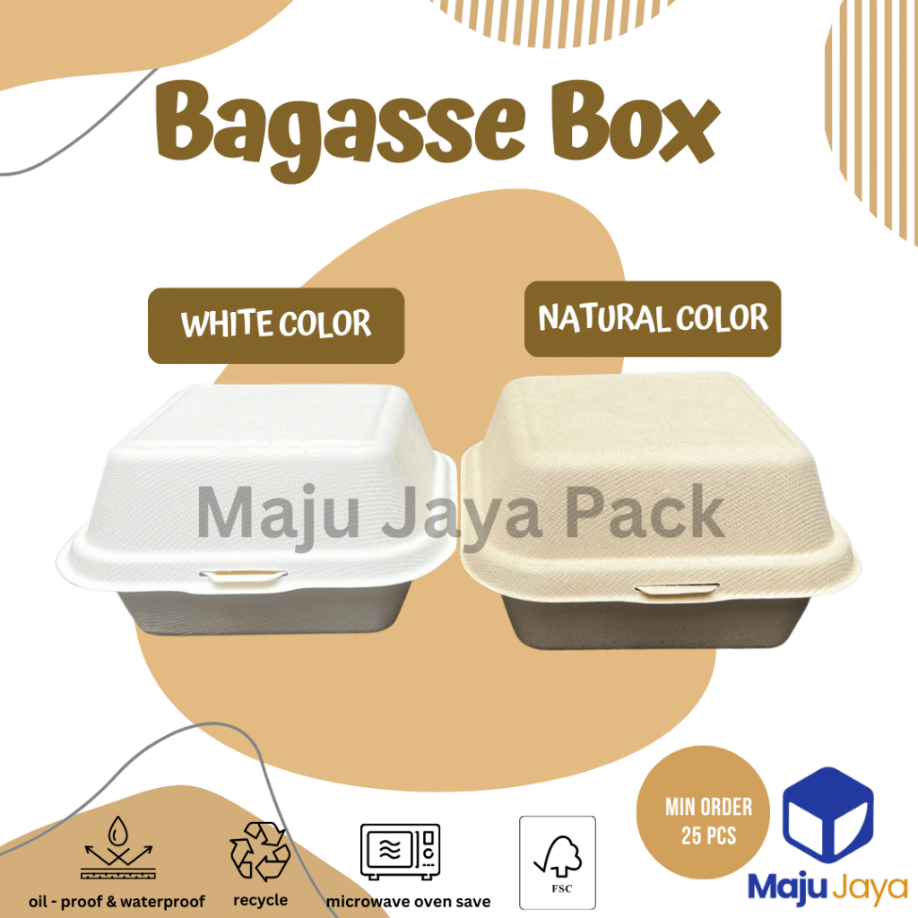 Jual Maju Jaya - BAGASSE BOX LUNCH BURGER CAKE TART / BOX BENTO CAKE ...