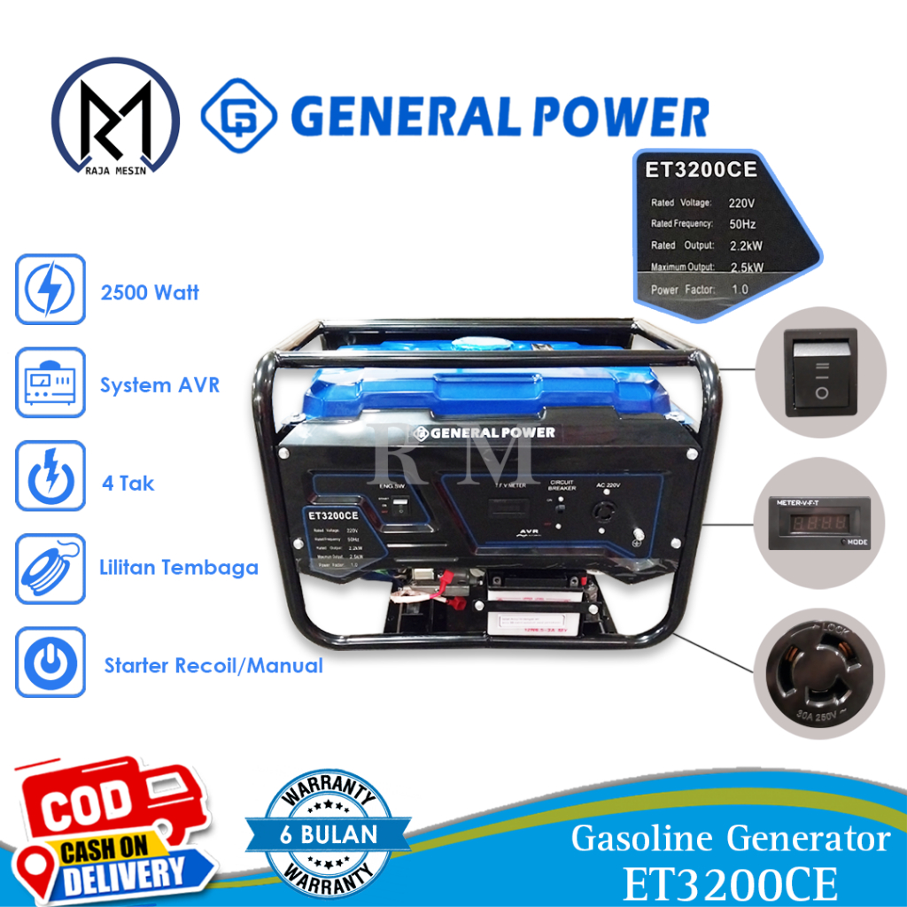 Jual Genset / Gasoline Generator General ET 3200 CE | Shopee Indonesia