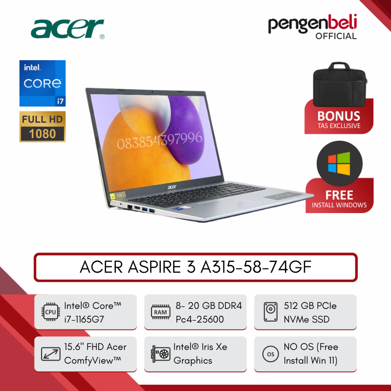 Jual LAPTOP ACER CORE I7 GEN 11 MURAH - [RAM 20GB | 512GB SSD | 15.6 ...