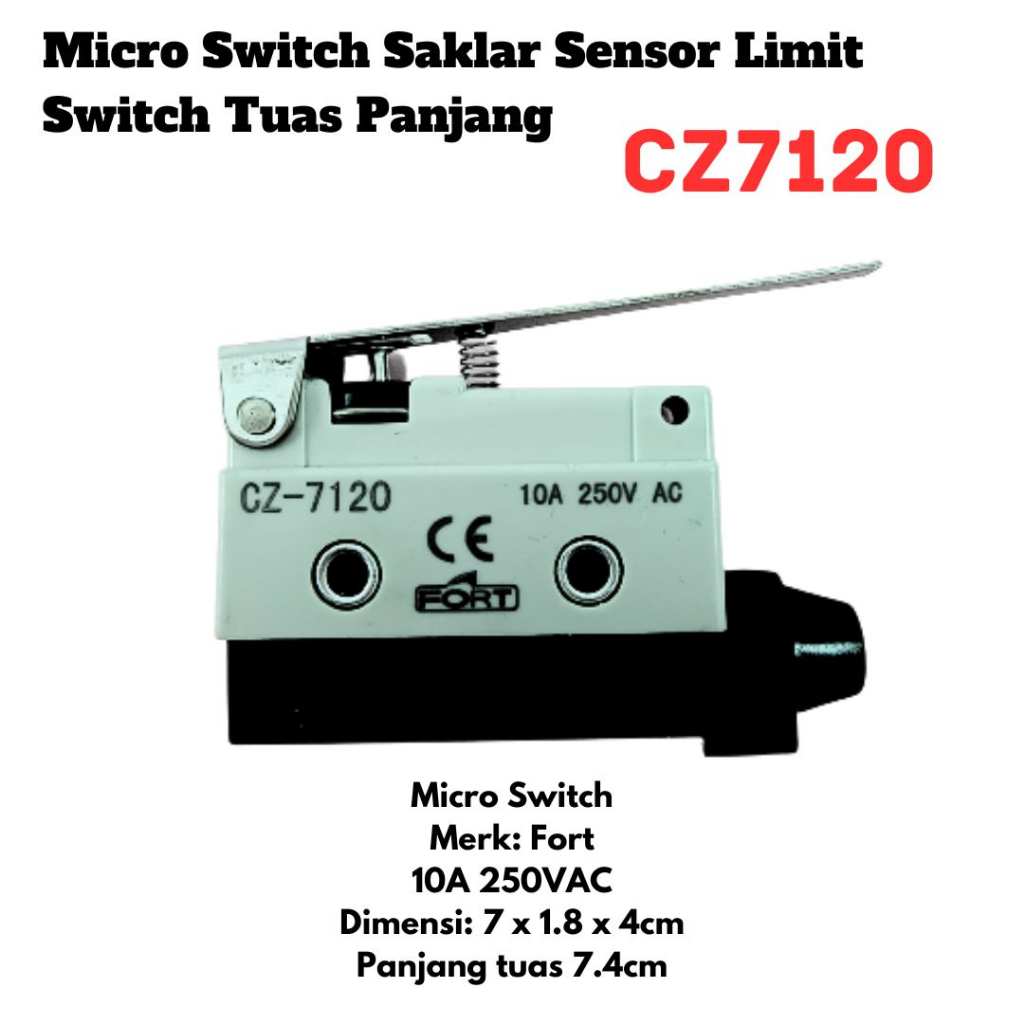 Jual Micro Switch Saklar Sensor Limit Switch Tuas Panjang CZ7120 Fort ...