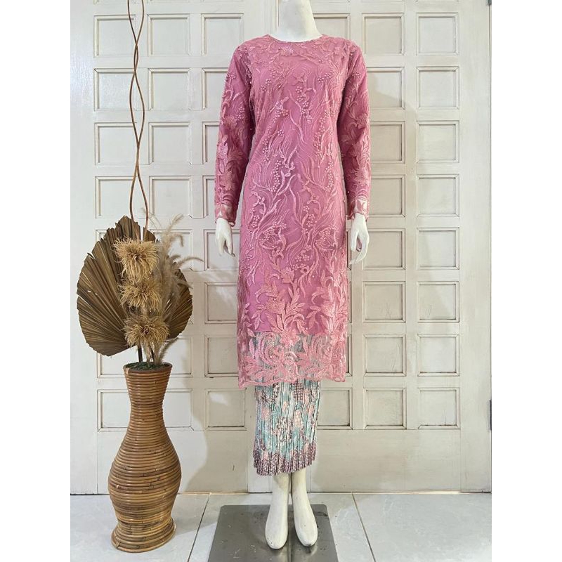 Jual SETELAN KEBAYA LONG TUNIK TILE/KEBAYA SERAGAMAN PESTA/KEBAYA ...