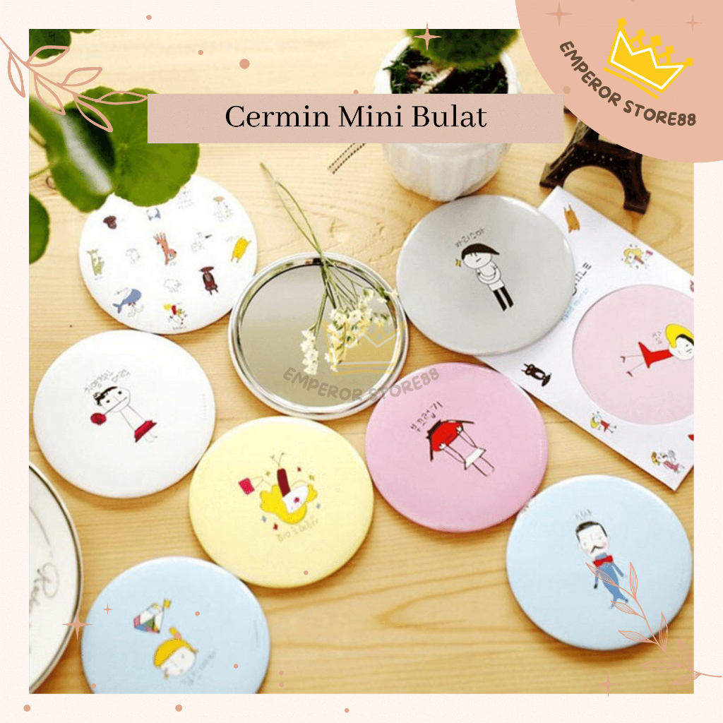 Jual Cermin Mini Bulat Karakter / Kaca Cermin Make Up Mini Travelling ...
