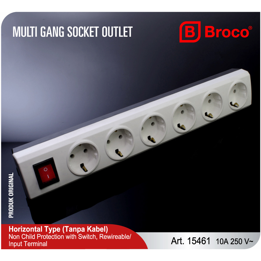 Jual Broco 15461 - Stop Kontak 6 Lubang + Switch (Non-CP) | Shopee Indonesia
