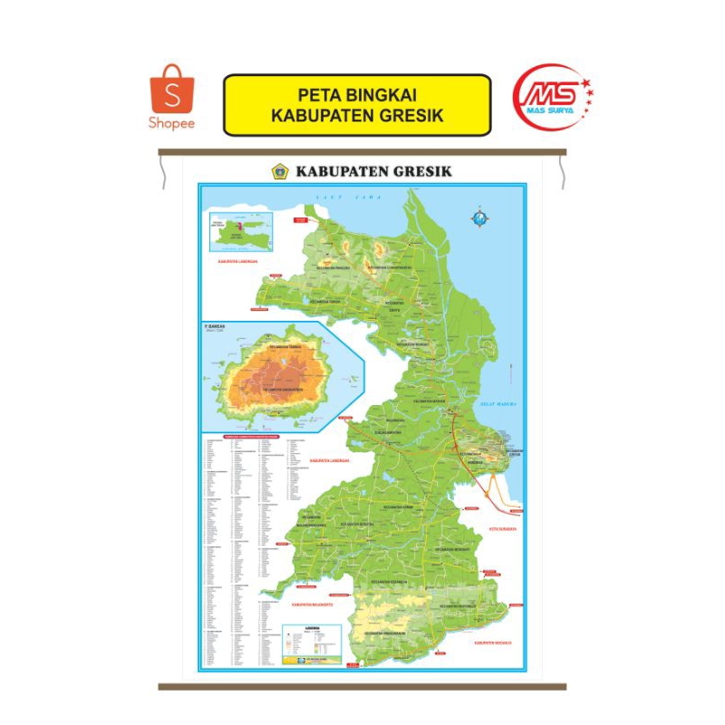 Jual Peta Bingkai Kabupaten Gresik Ukuran Sedang | Shopee Indonesia