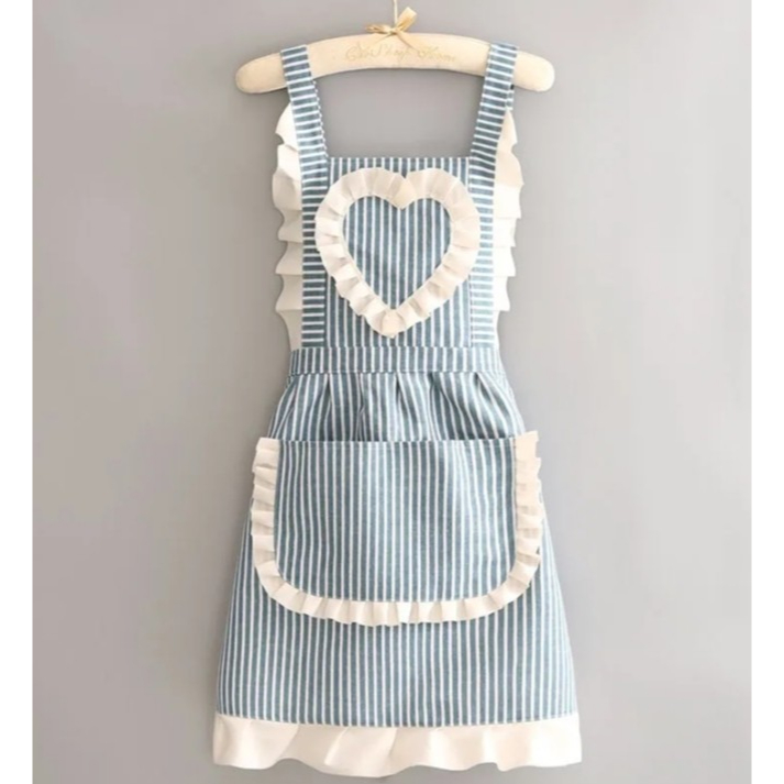 Jual Apron model love motif garis barista celemek dapur masak baju chef ...