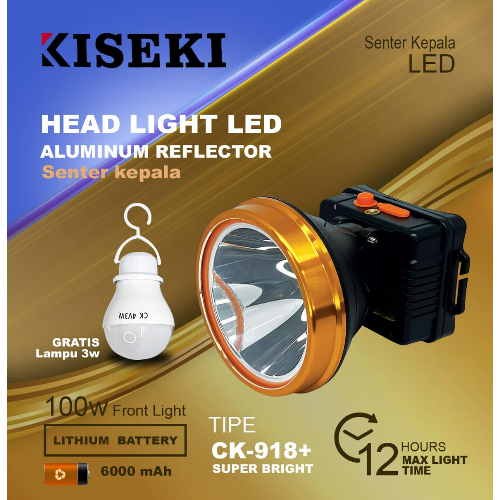 Jual SENTER KEPALA KISEKI CK-918+ 100Watt | Headlamp Outdoor high power ...