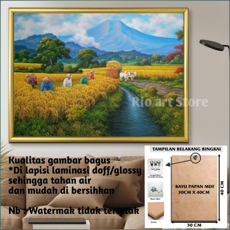 Jual Poster petani memanen padi di sawah hiasan dinding atau wlldekor ...