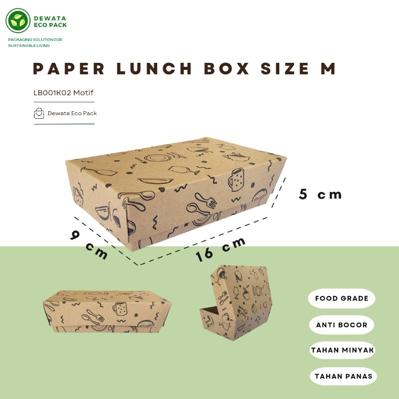 Jual Paper Lunch Box size M Motif Laminasi 16X9X5 cm LB1K2BLKFD ...