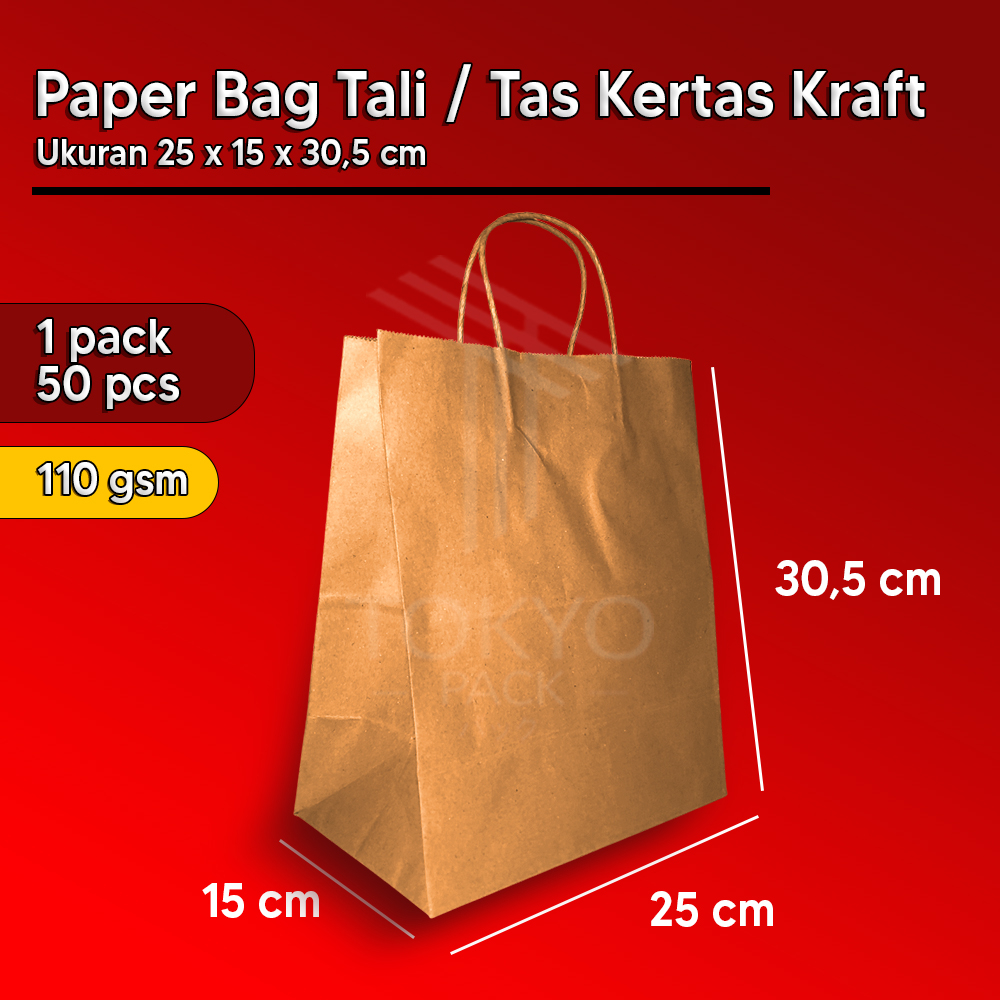 Jual Paper Bag Kertas 25x15x30,5 / Shopping Bag Coklat / Tas Belanja ...