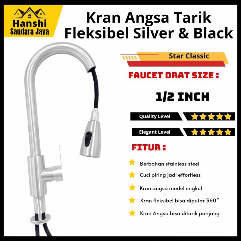 Jual Kran Sink Tarik SUS304 Keran Cuci Piring Fleksibel Stainless ...