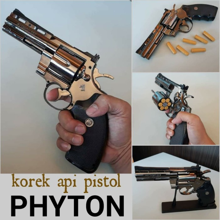 Jual pistol revolver korek api original impor stainless steel ...