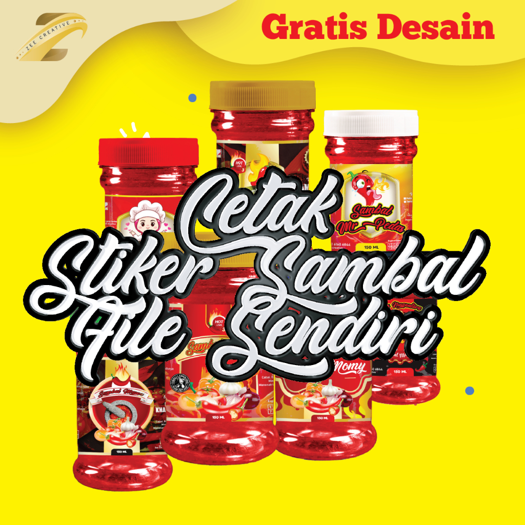 Jual Cetak Stiker Sambal Label Toples Botol Kemasan 150 gram Bisa ...