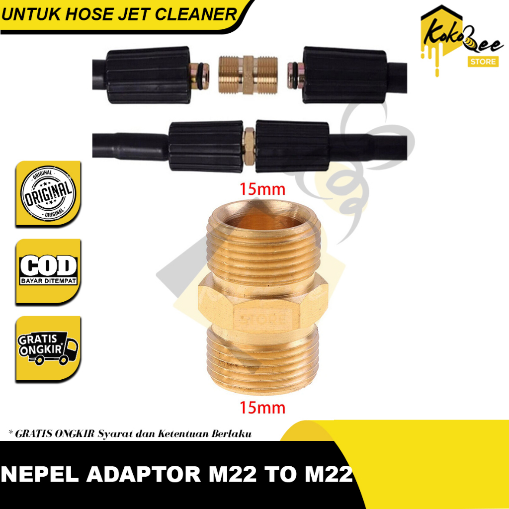 Jual Adaptor sambungan selang hose jet cleaner M22 ke M22 nepel ...