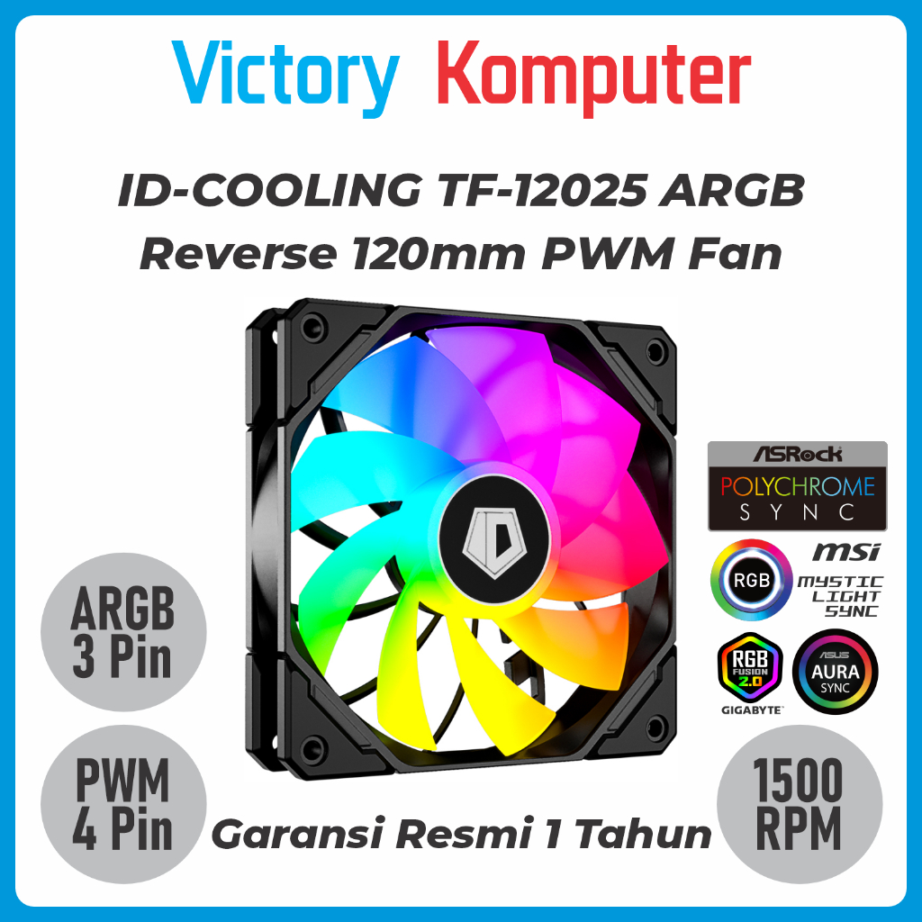 Jual ID Cooling TF-12025 ARGB Reverse 120mm PWM Fan Case PC | Shopee Indonesia