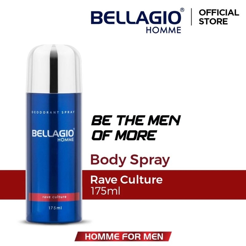 Jual BELLAGIO HOMME DEODORANT SPRAY RAVE CULTURE | MERAH RED BODY SPRAY ...