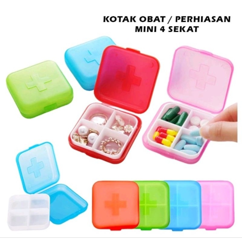 Jual RO Kotak Obat Pill Box Case / Kotak Obat 4 Sekat | Shopee Indonesia