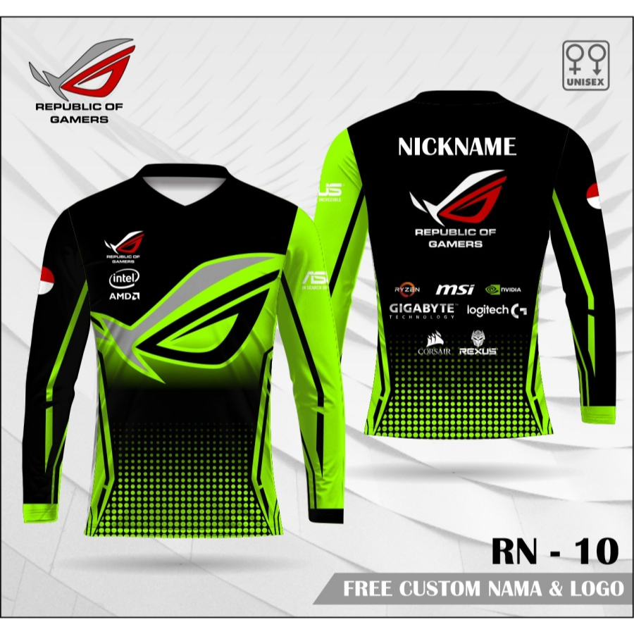 Jual Jersey gamer rog baju gamers kaos republic of gamers asus lengan ...
