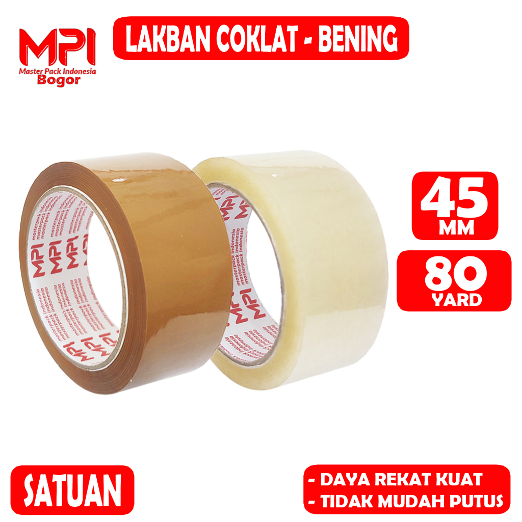 Jual Lakban Coklat - Lakban Bening MPI 45 mm x 80 Yard / Lakban Packing ...