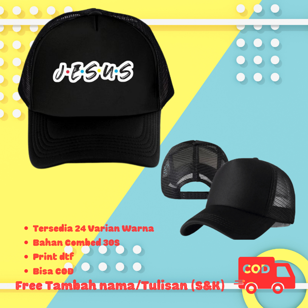 Jual TOPI JARING J.E.S.U.S - TOPI TRUCKER - TOPI CUSTOM | Shopee Indonesia
