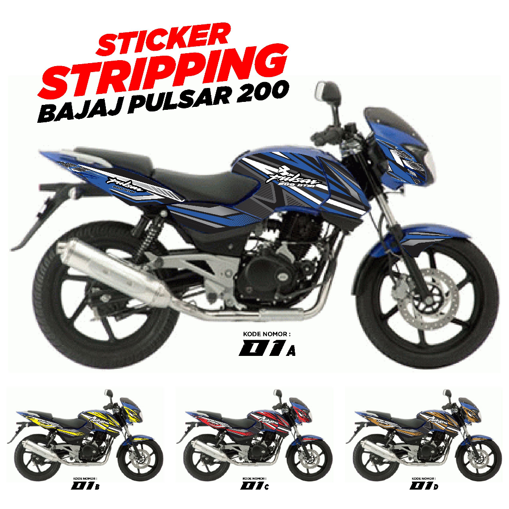 Jual Striping Bajaj Pulsar 200 Variasi Grafis / Sticker Bajaj 200 ...