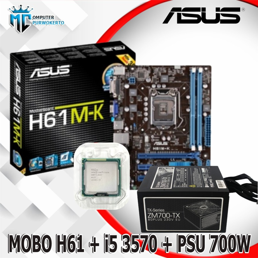 Jual Mainboard H61 Intel LGA 1155 Asus + Core i5 3570 + PSU 700W ...