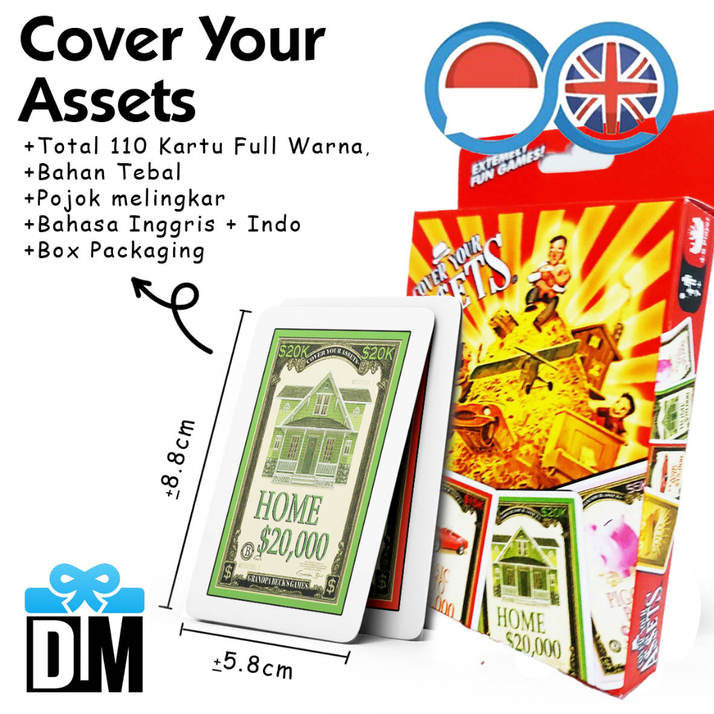 Jual Kartu Cover Your Assets Indo English Family Card Games untuk Kafe ...