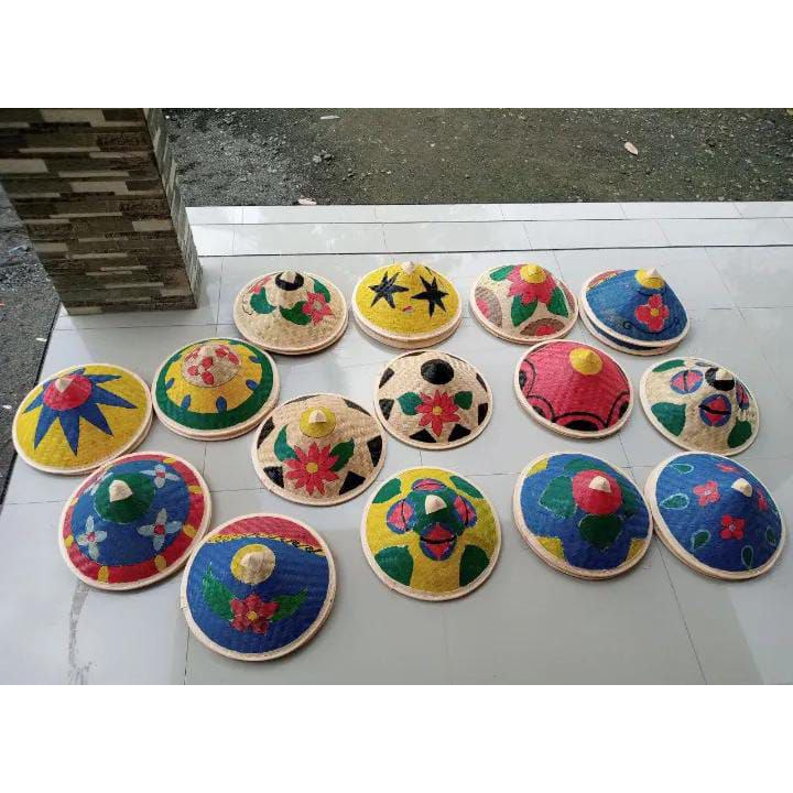 Jual Caping Bambu Petani - Topi Caping Lukis Dekorasi- Topi Caping ...