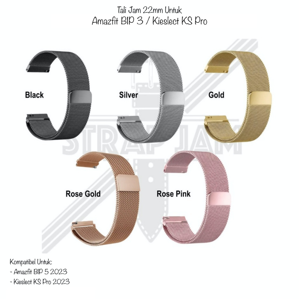 Jual Strap Milanese Loop 22mm Untuk Amazfit BIP 5 / Kieslect KS Pro - Tali Jam Tangan Pasir ...