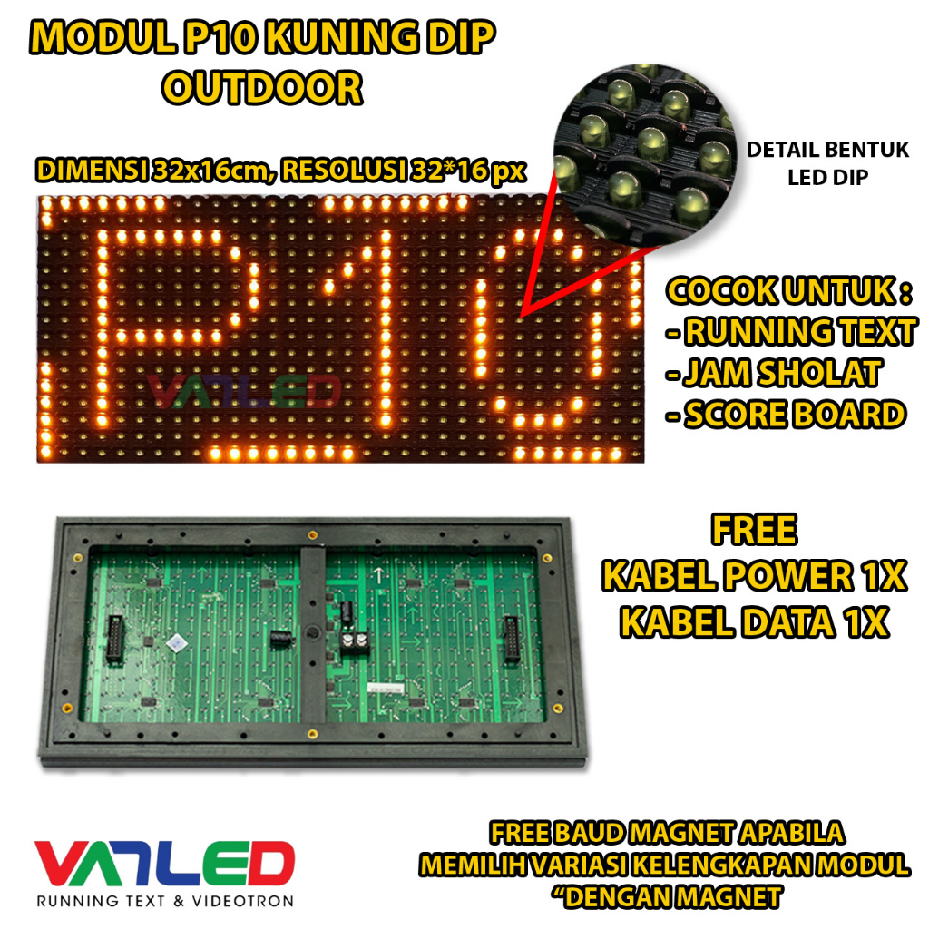 Jual MODUL RUNNING TEXT OUTDOOR P10 KUNING DIP | Shopee Indonesia