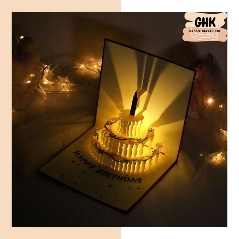 Jual Kartu Pop Up 3D Viral Pakai MUSIK DAN LAMPU Otomatis Nyala dan ...