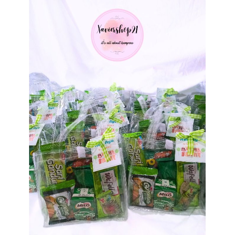 Jual Paket Snack Tema Hijau Premium Tas Mika (Free Card) | Shopee Indonesia