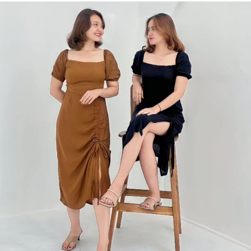 Jual Dress Slit Serut | Shopee Indonesia