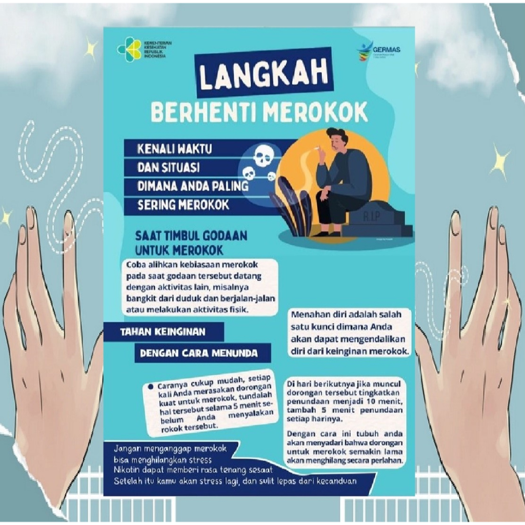 Jual Poster Dilarang Merokok | Poster Langkah Berhenti Merokok | Poster ...