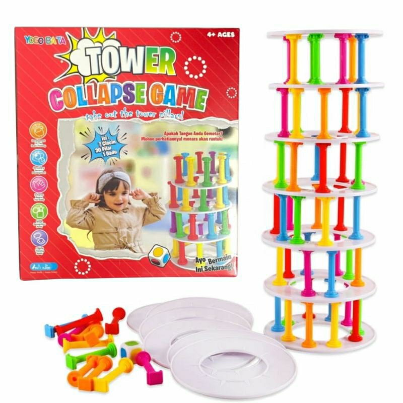 Jual Mainan edukasi anak tower collapse game family balok menara ...
