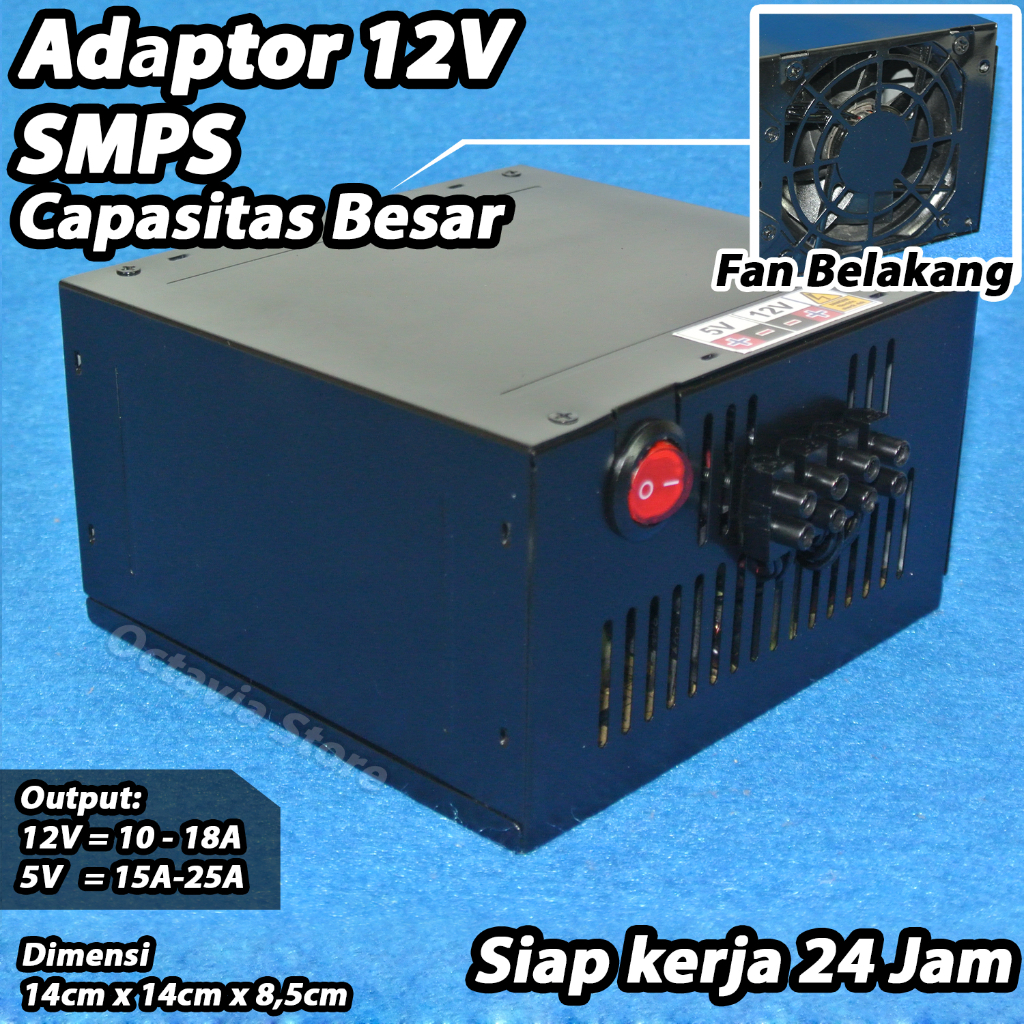 Jual Adaptor power supply 12V 15A SMPS switching powersupply Black Box | Shopee Indonesia
