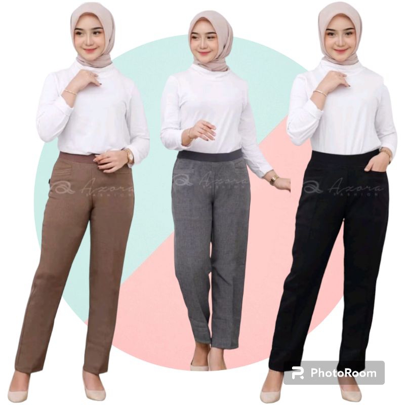 Jual Celana Kerja Wanita Pinggang Karet Serbaguna Cocok untuk Kantor dan Acara Resmi/Formal ...