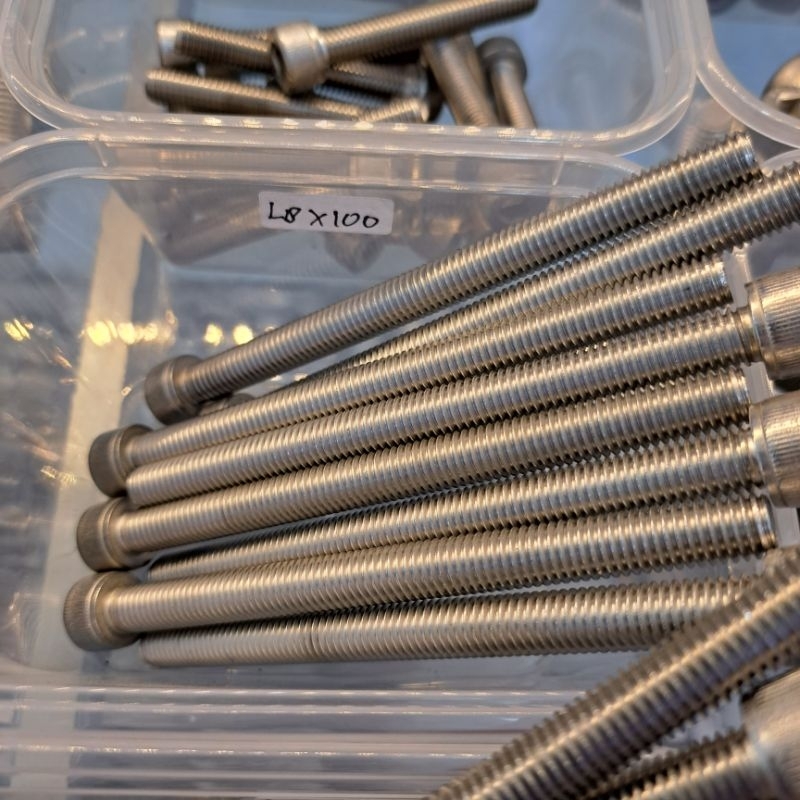 Jual BAUT L STAINLESS M8 X 1.00 BAUT DRAT 12 PANJANG 10 CM FULL DRAT (1pcs) | Shopee Indonesia