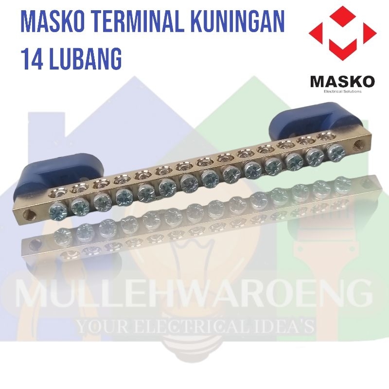 Jual TERMINAL KUNINGAN 14 LUBANG MERK MASKO + ISOLATOR BUSBAR BAUT ...