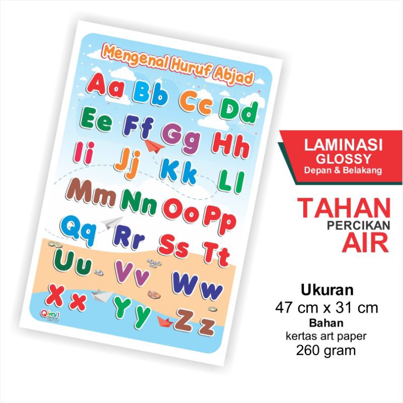 Jual Poster Belajar Edukasi Mengenal Abjad Huruf Besar dan Kecil ...