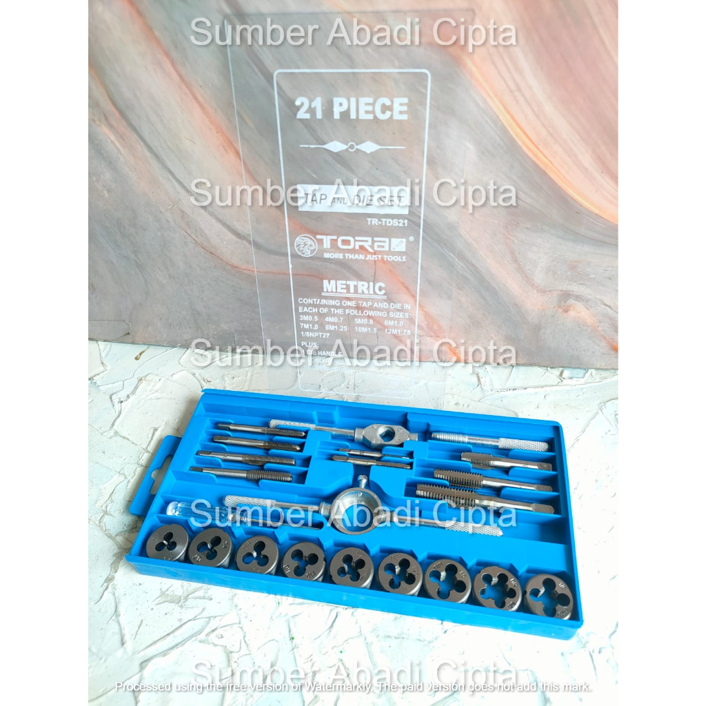 Jual TORA 21 PCS SET Metric Hand Tap Die Alat Senai Snai Drat Ulir ...