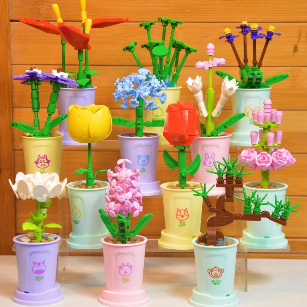 Jual Mainan Edukasi DIY Florist Tanaman Pot Building Block Nano Bricks ...