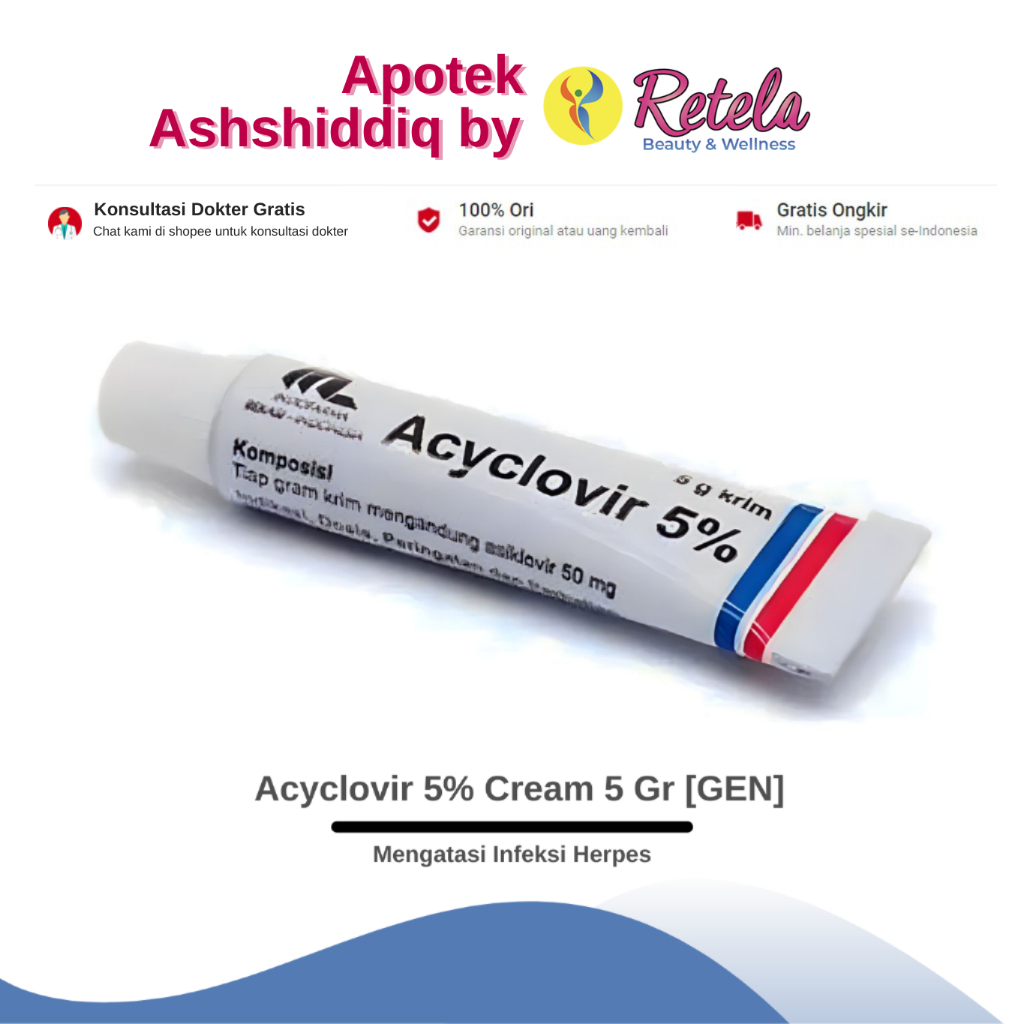 Jual Acyclovir 5% Cream 5 Gr [GEN] / Mengatasi Infeksi Herpes | Shopee Indonesia